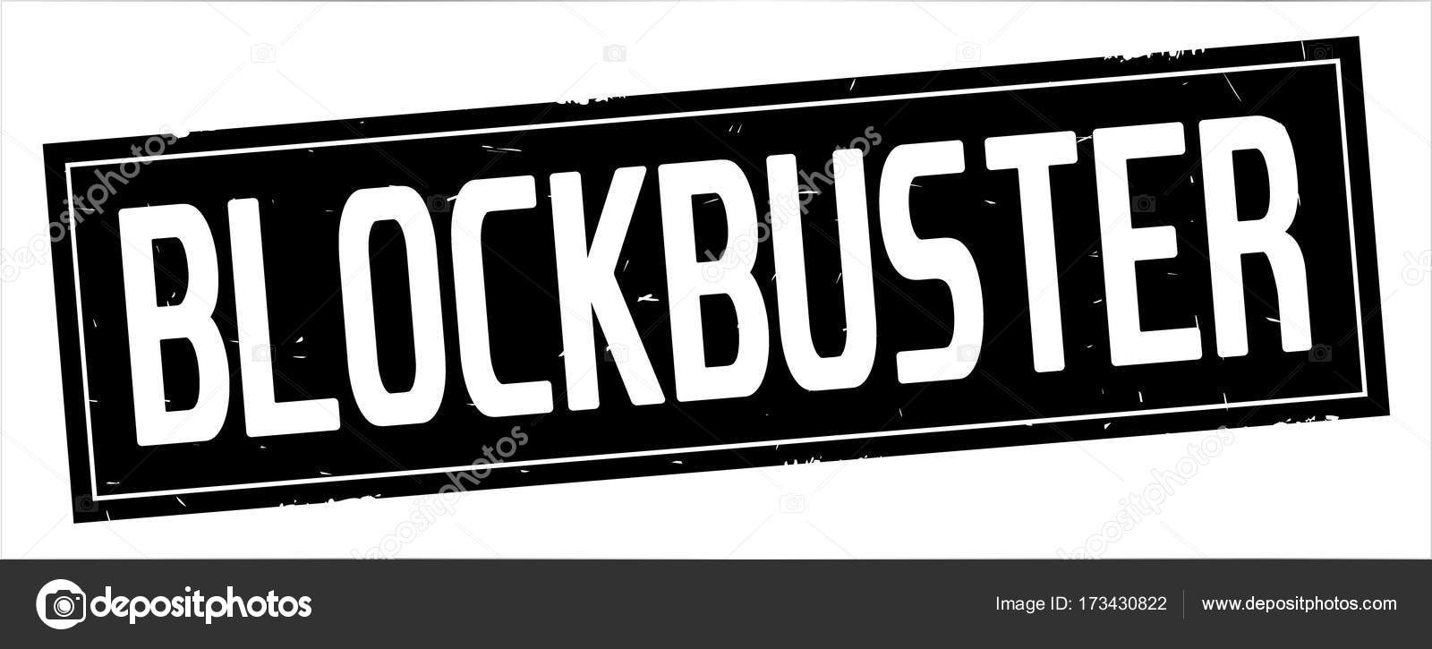 BLOCKBUSTER text, on full black rectangle stamp. — Stock Photo ...