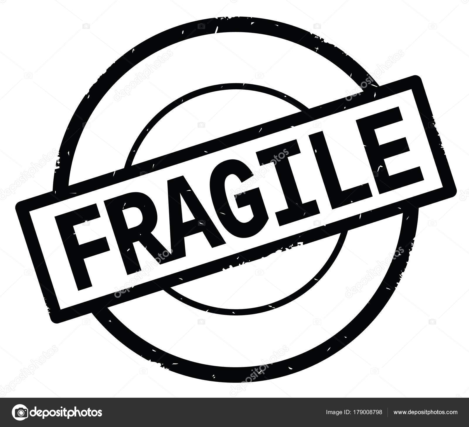 FRAGILE text, written on black simple circle stamp. — Stock Photo ...