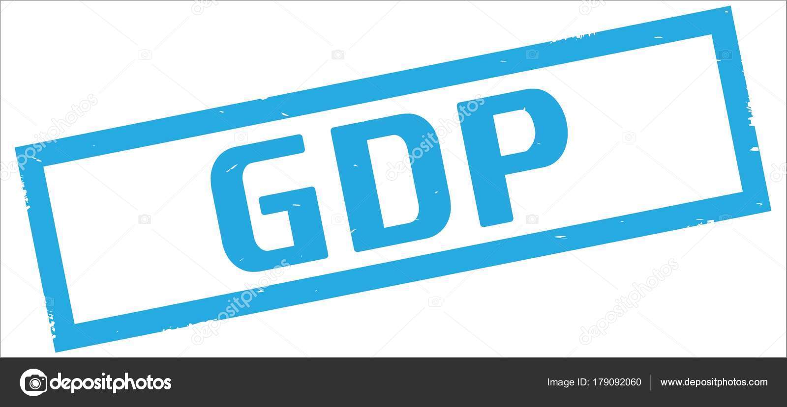 GDP text, on cyan rectangle border stamp. — Stock Photo © outchill ...