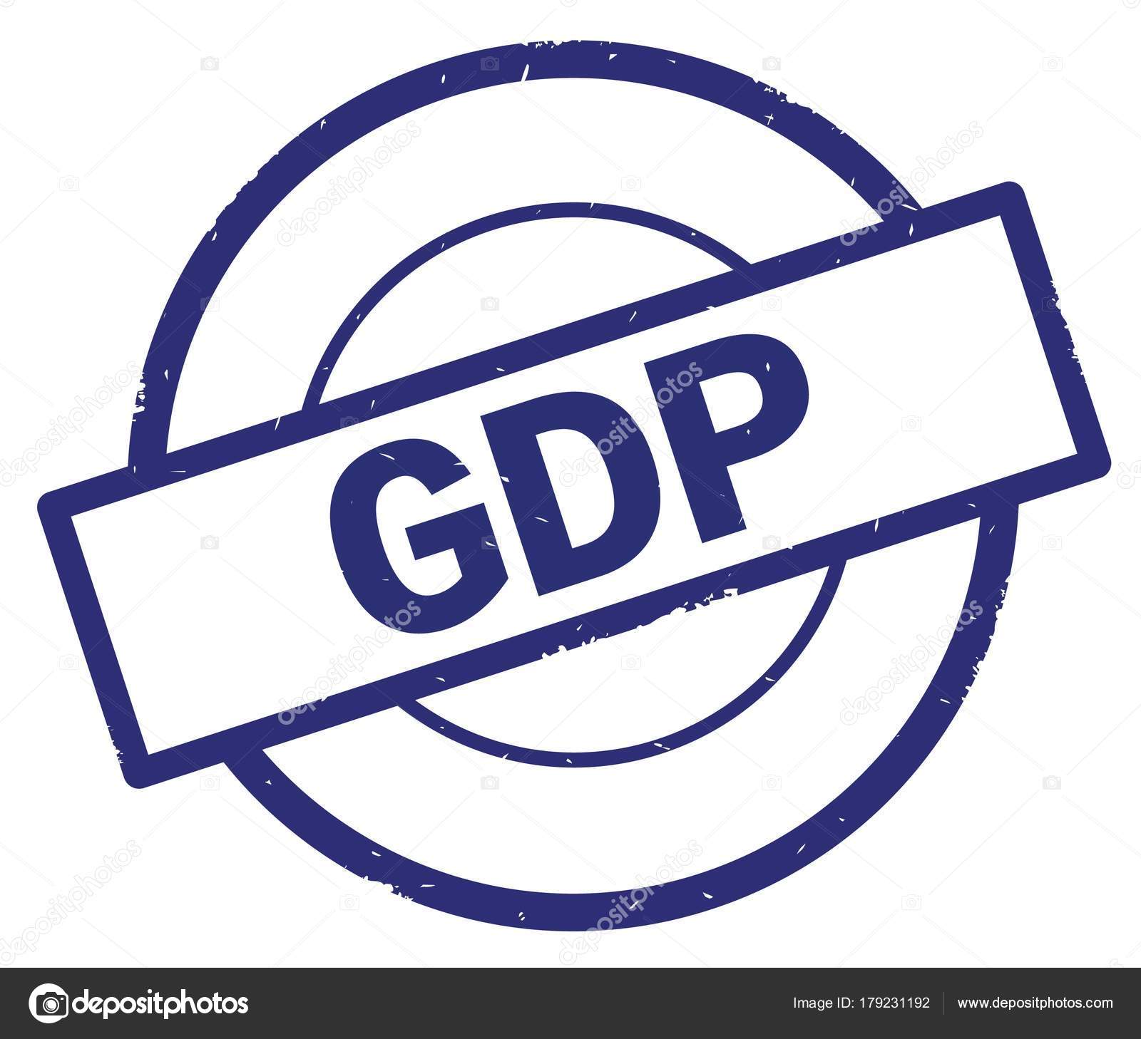GDP text, written on blue simple circle stamp. — Stock Photo © outchill ...