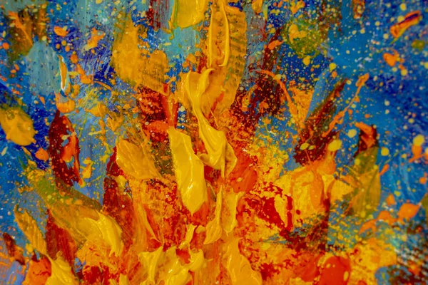Abstract impressionism palette knife painting flame of fire, yellow ...