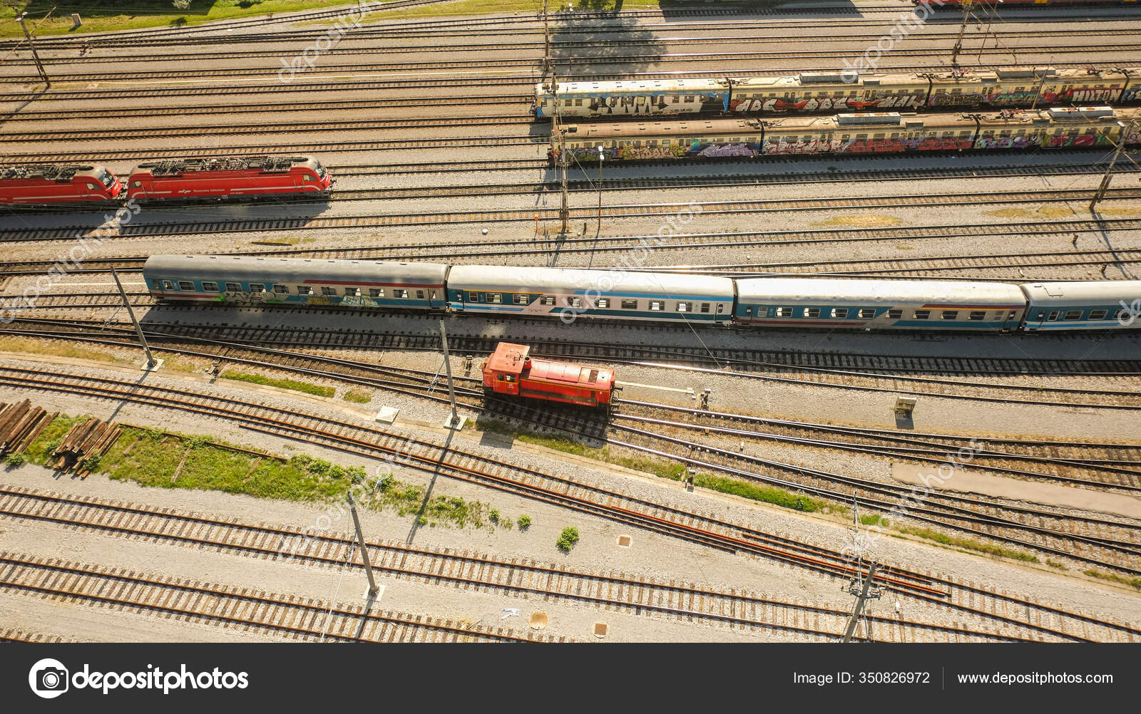 Top Shot Trains Railway — Stock Photo © ProdukcijaStudio #350826972