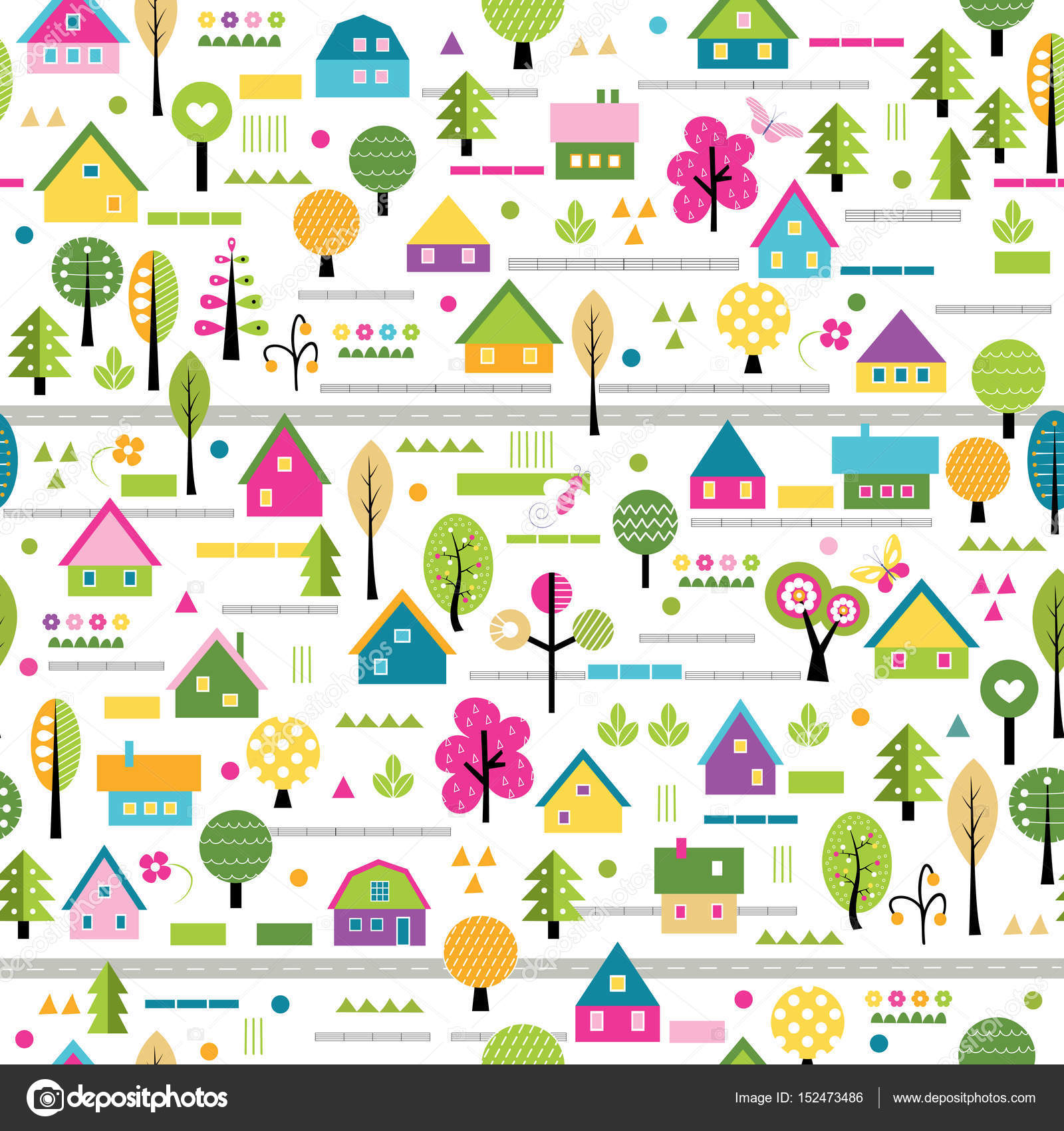 Happy village pattern Stock Vector Image by ©Jelena_Z #152473486