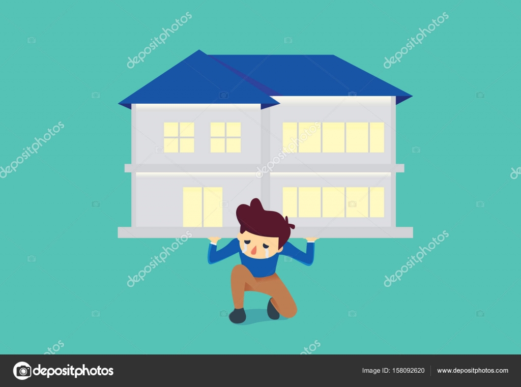 Man have burden about house too heavy to carry alone. Stock Vector ...
