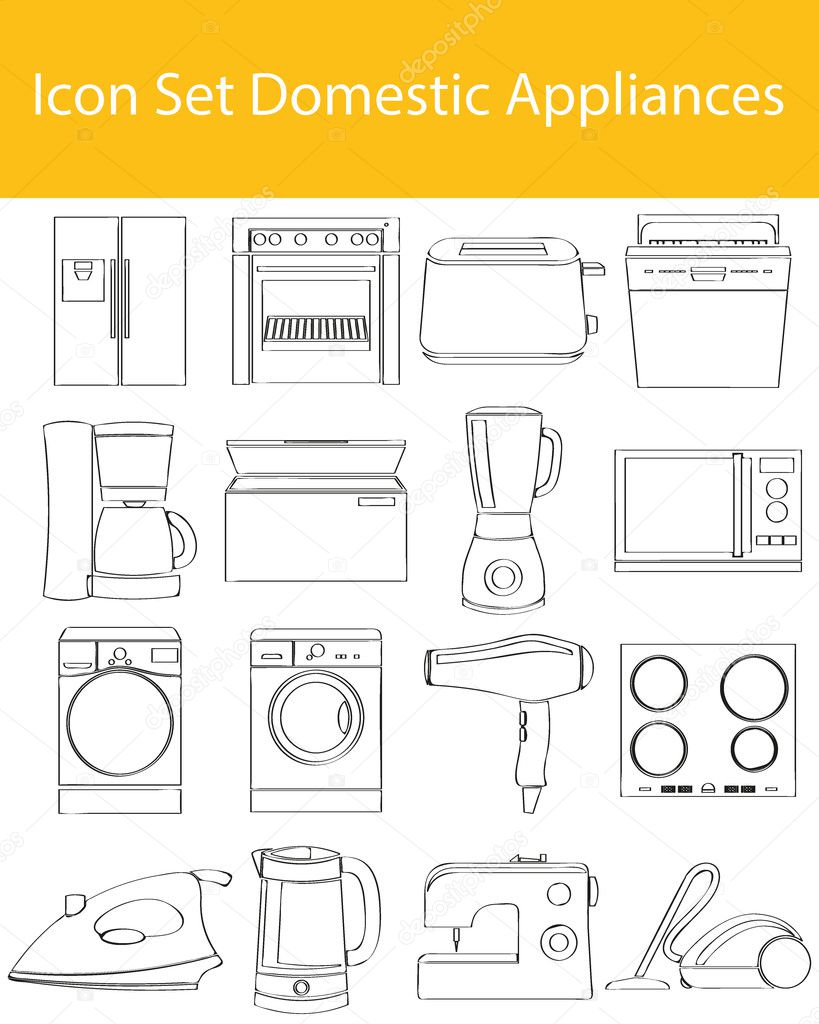 Drawn Doodle Lined Icon Set Domestic Appliances I Stock Vector Image By ©greenoptix 127949716