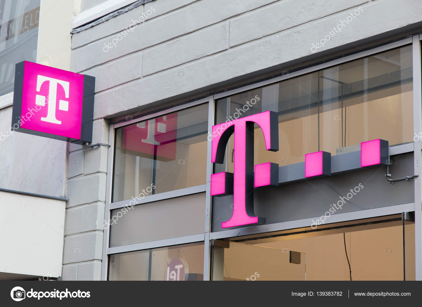 T-mobile letters in a facade in Amsterdam — Stock Editorial Photo ...
