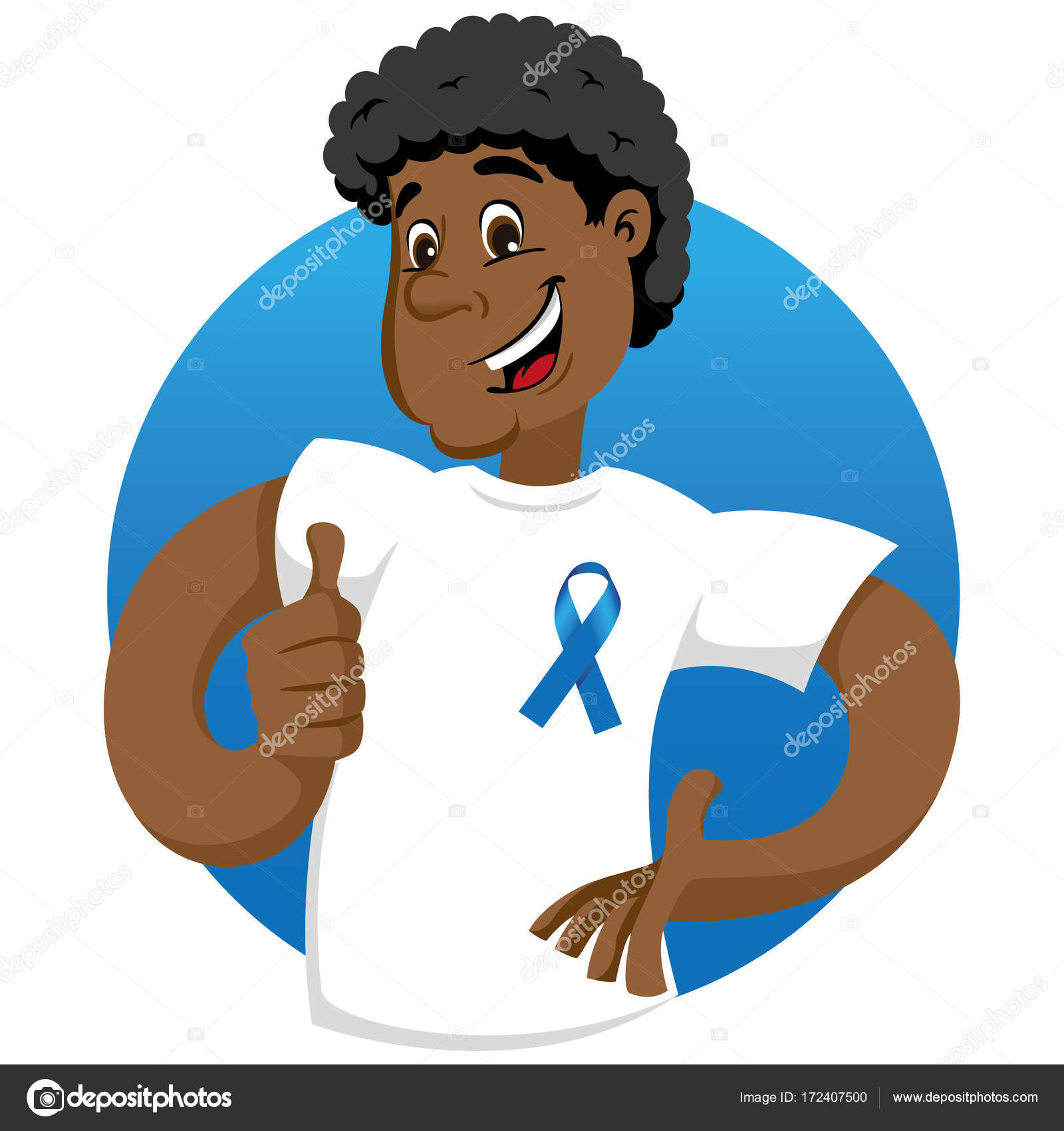 Male afrodescendant mascot Ben, supporting blue movember, against ...