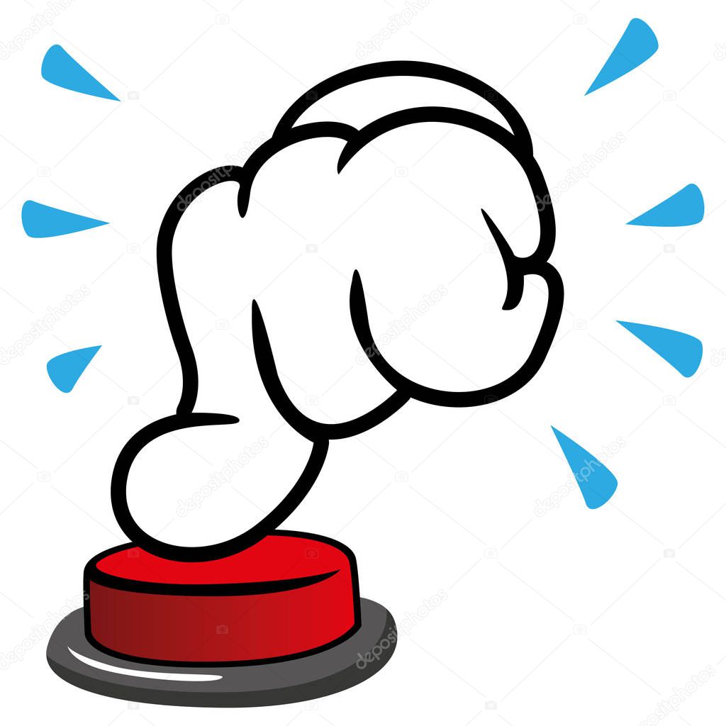 La ilustración representa una mano presionando el botón. Ideal para ...