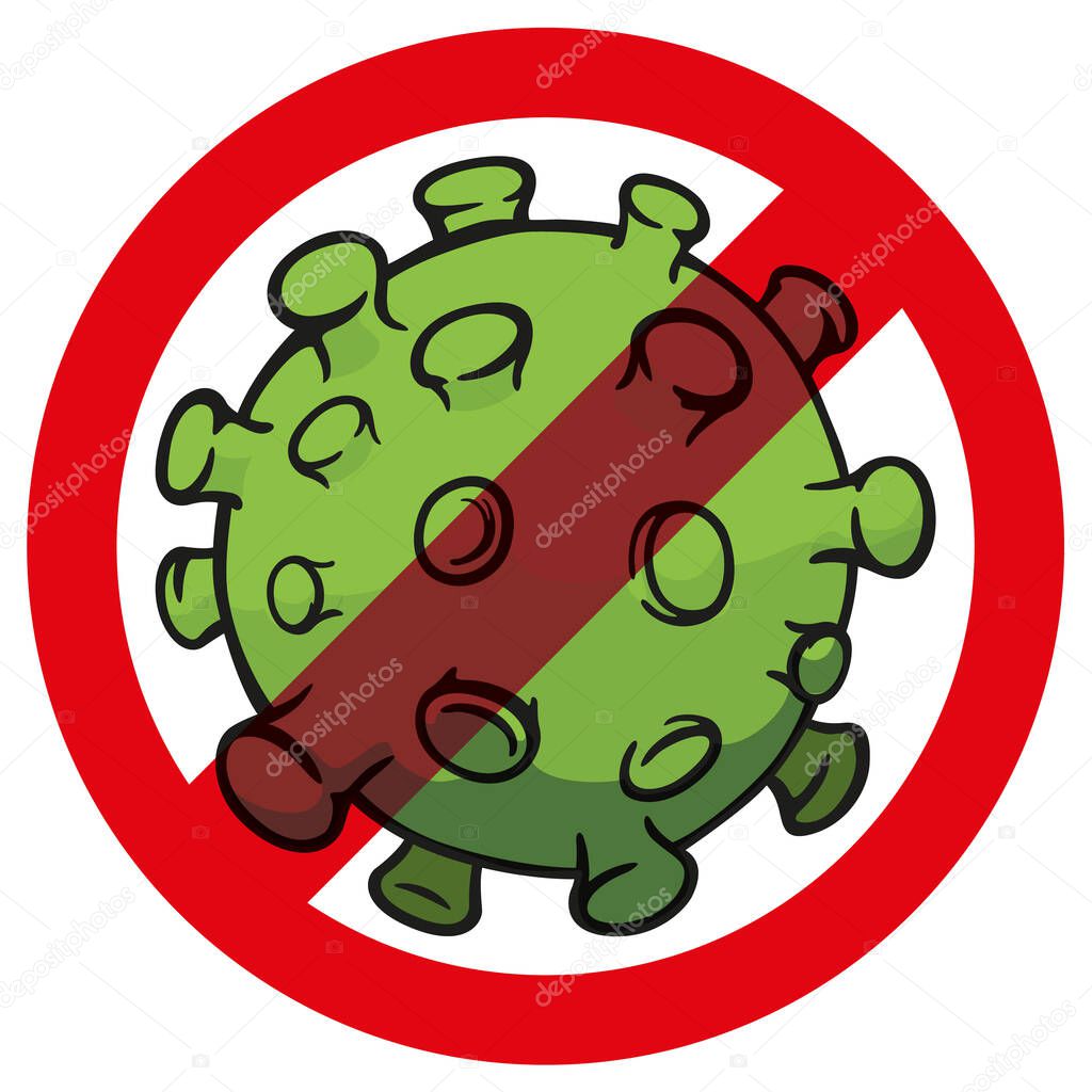 Ilustración de dibujos animados prohibido corona virus un ...