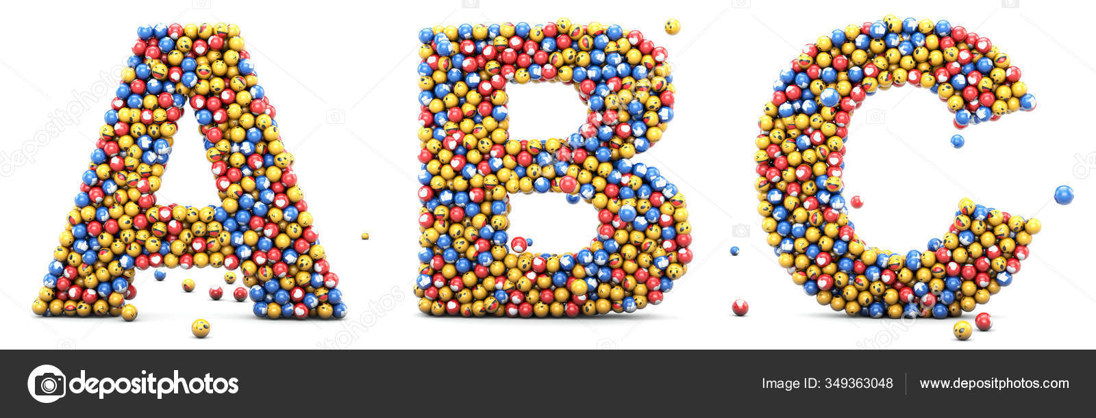 Emoji Reactions Letters Alphabet Emoticons Set Social Medias Social ...