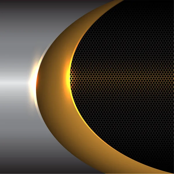 Gold shape curve on gray hexagon mesh design luxury modern background ...