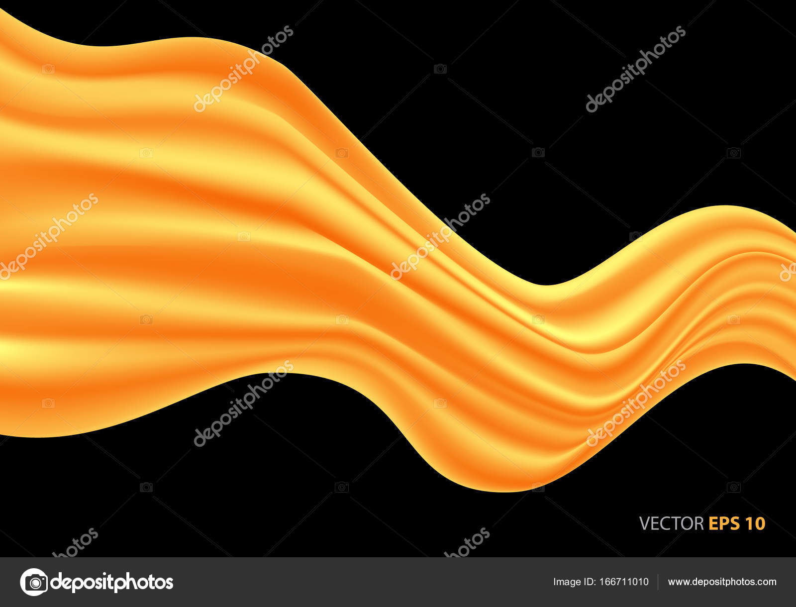 Yellow fabric wave flying on white luxury background vector ...
