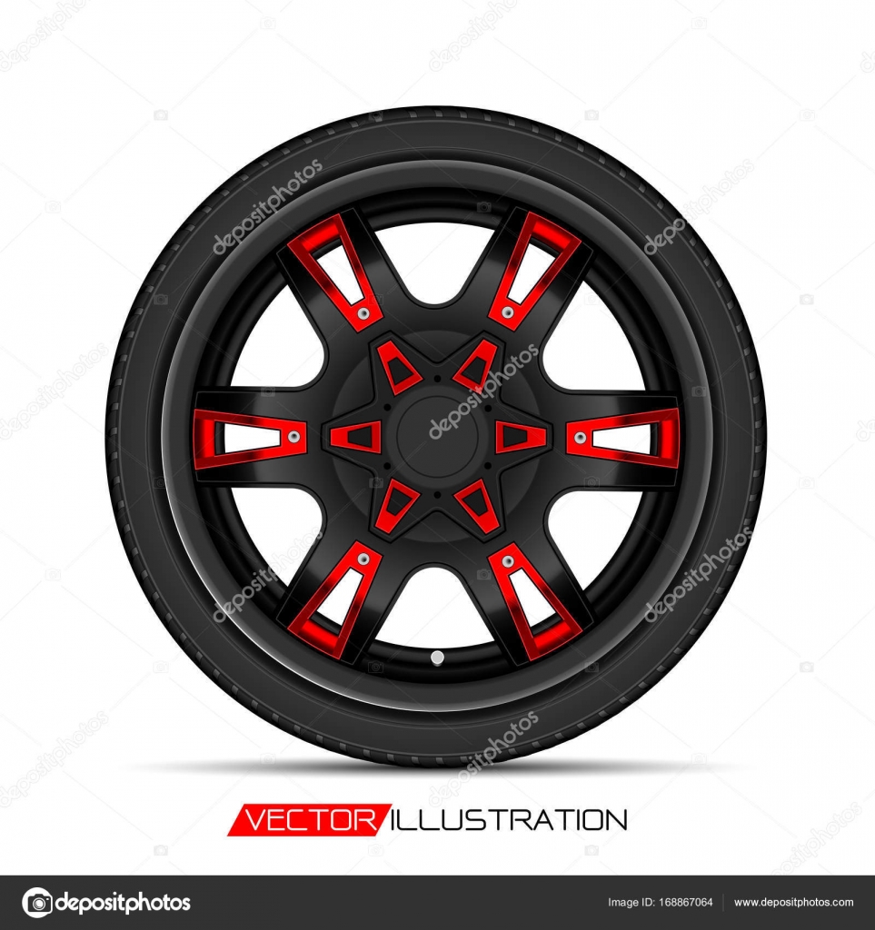 Radial red gray car wheel on white background vector illustration ...