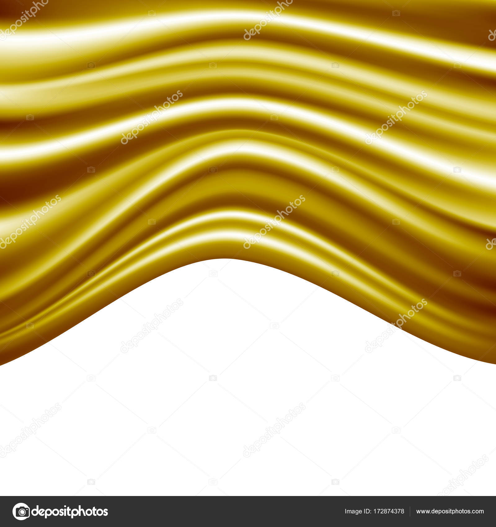 Abstract gold satin fabric wave with blank space luxury background ...