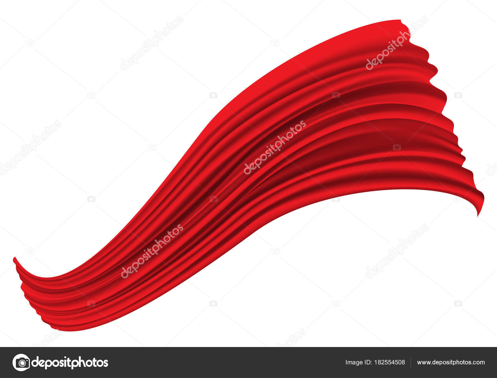 Abstract Red Fabric Wave Flying White Luxury Background Vector ...