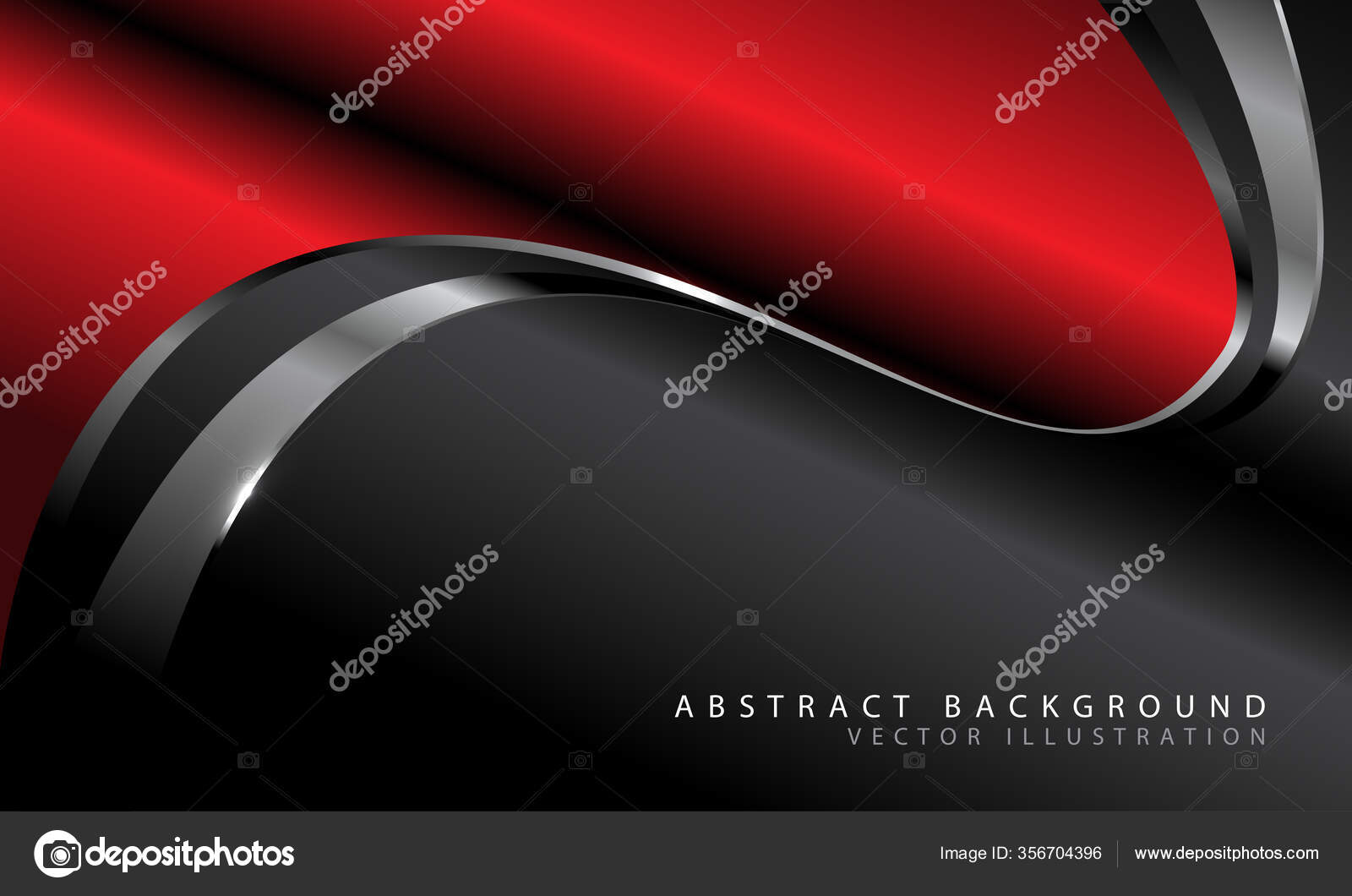 Curva Metálica Roja Abstracta Con Línea Plateada Ilustración Moderna ...