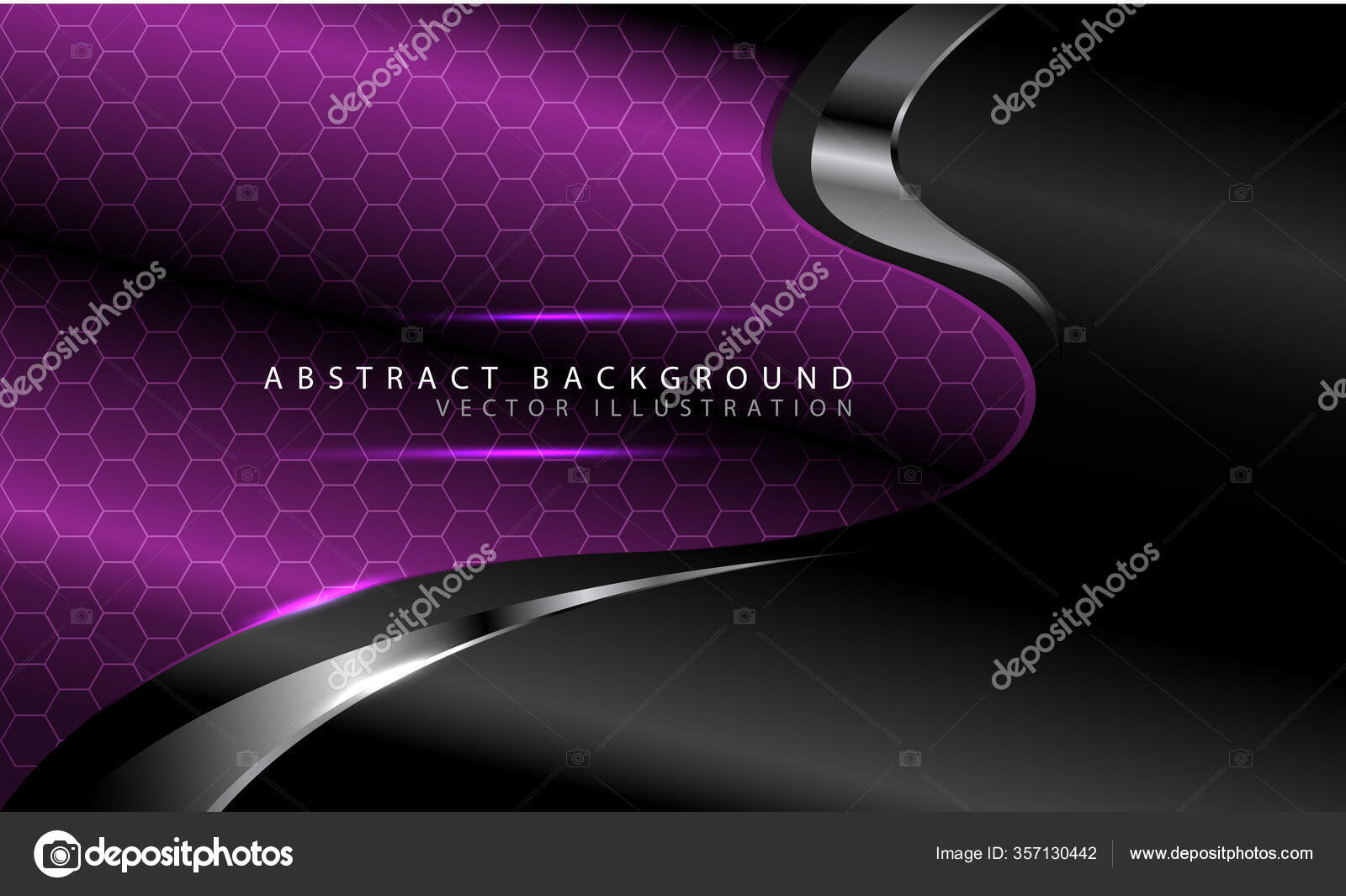 Abstract Purple Curve Hexagon Pattern Silver Line Dark Grey Design ...