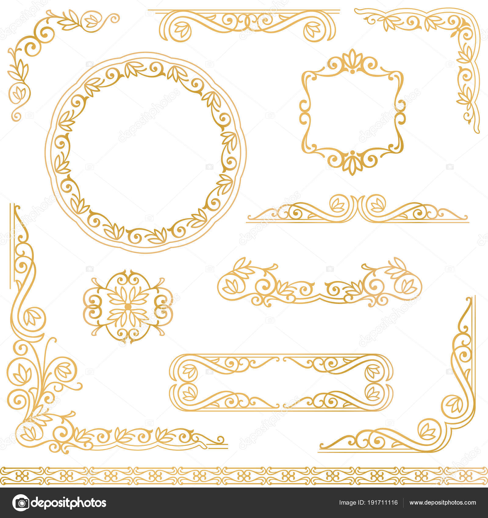 Vintage gold decorative frames design element set Stock Vector Image by ...