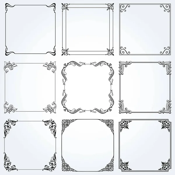 Decorative Frames Borders Square Backgrounds Vintage Design Elements Set Stock Vector Image by ...
