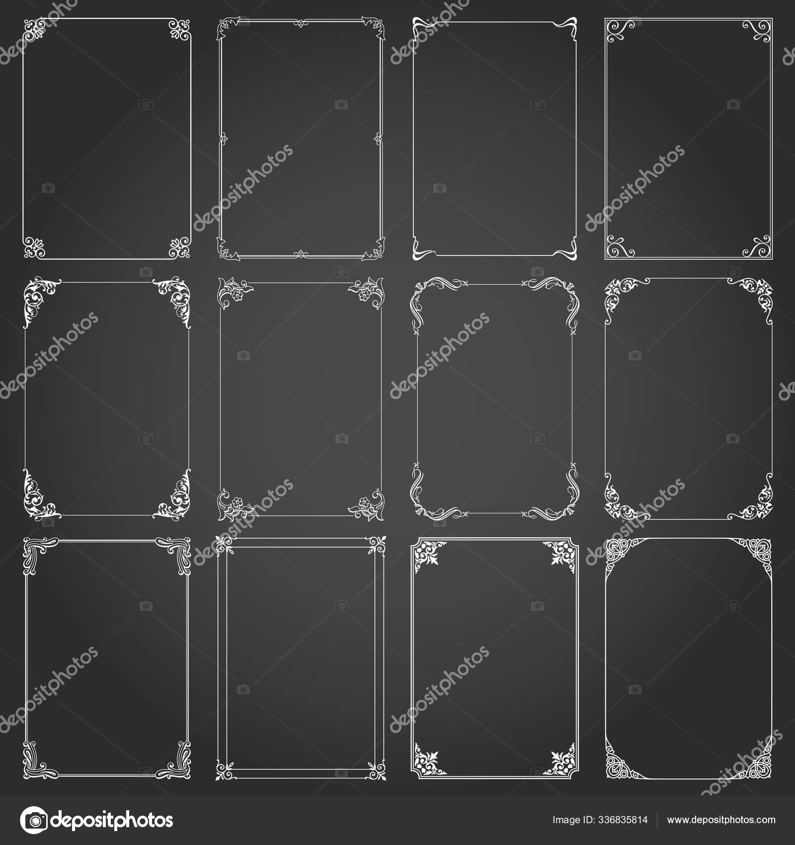 Frames decorative rectangle and borders set Stock Vector by ...