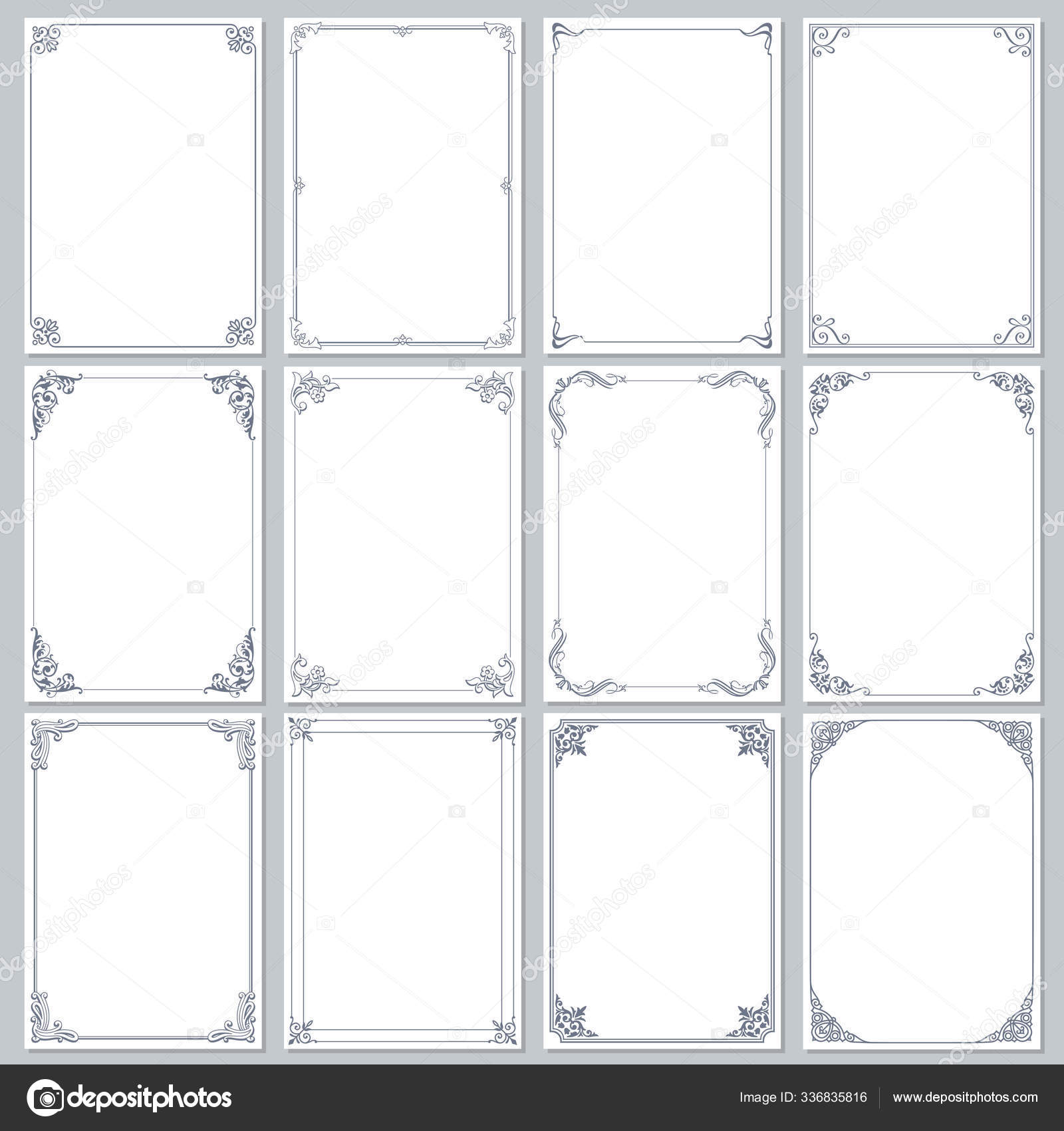 Frames decorative rectangle and borders set Stock Vector Image by ...