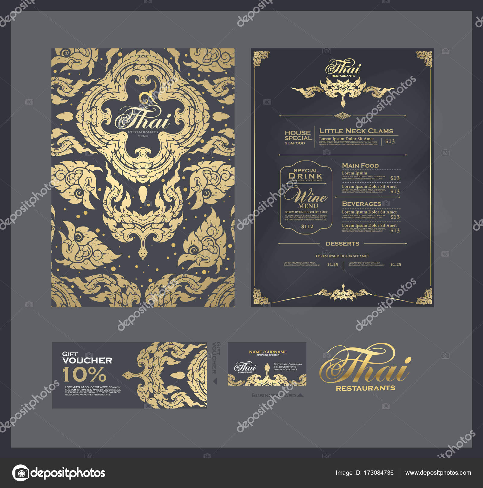 Templat menu restoran vektor . Vektor Stok oleh ©PhaisarnWong 173084736