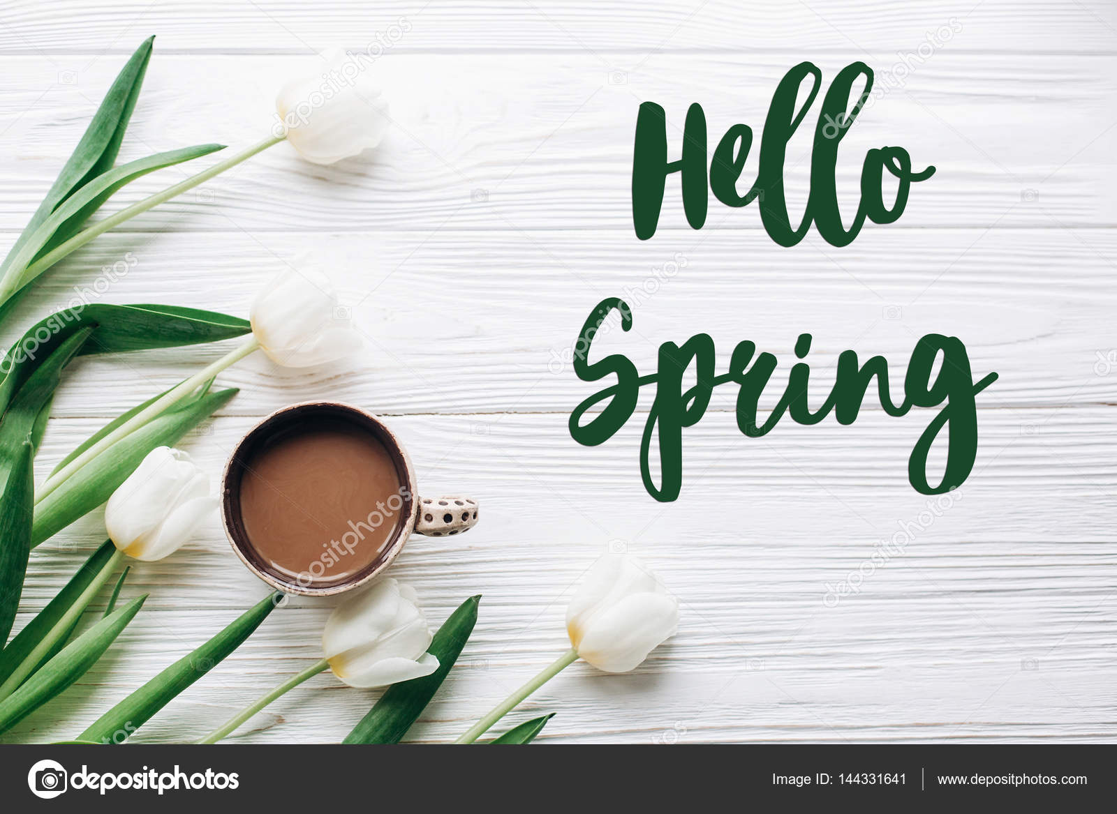 Hello spring green text Stock Photo by ©Sonyachny 144331641