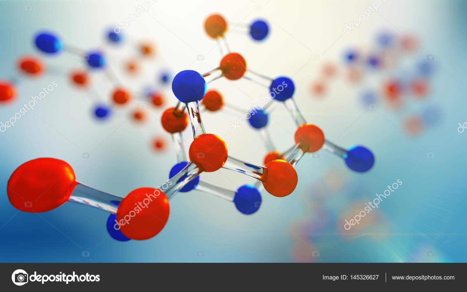 3d illustration of molecule model. Science background with molecules ...