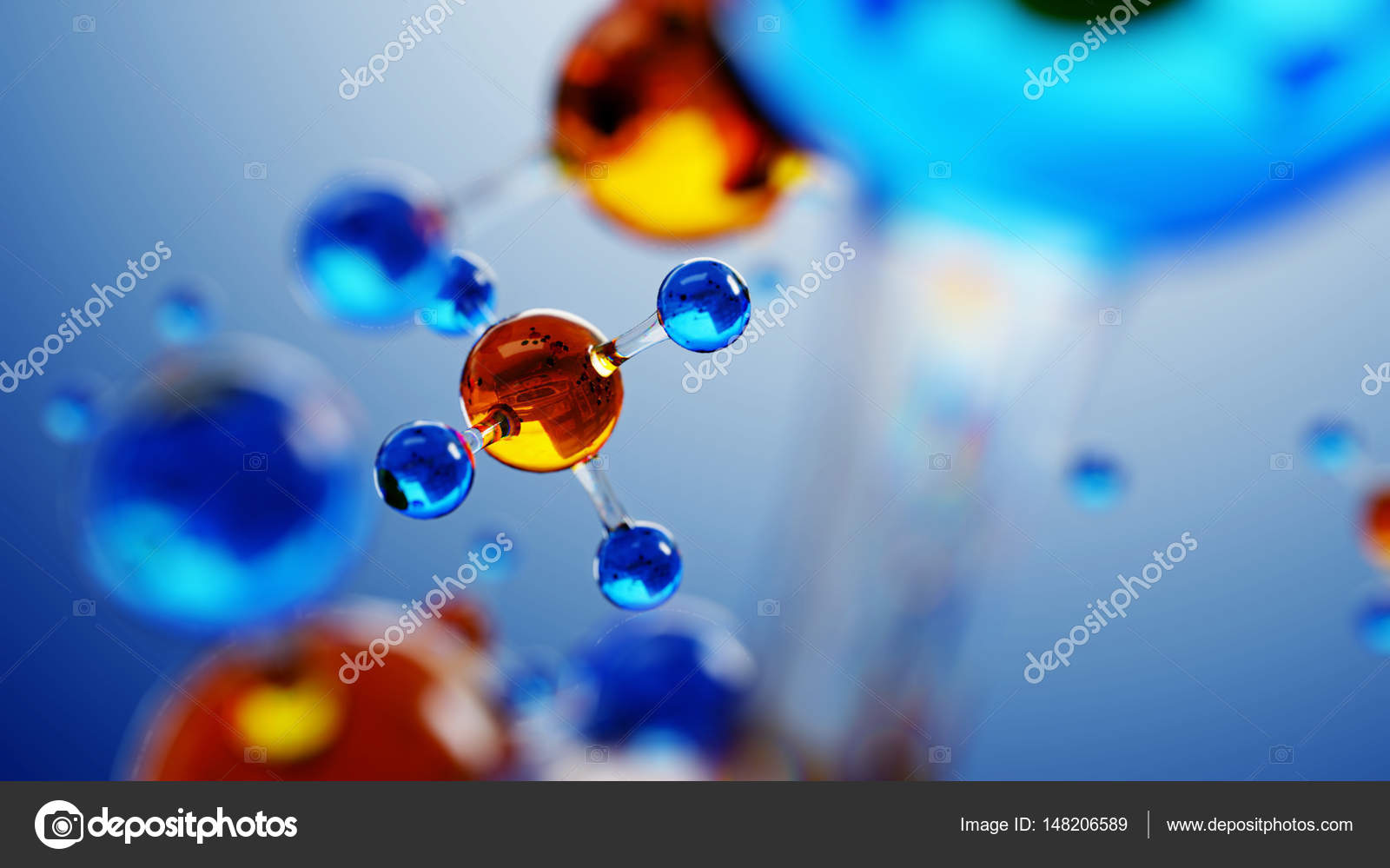 3d illustration of molecule model. Science background with molecules ...