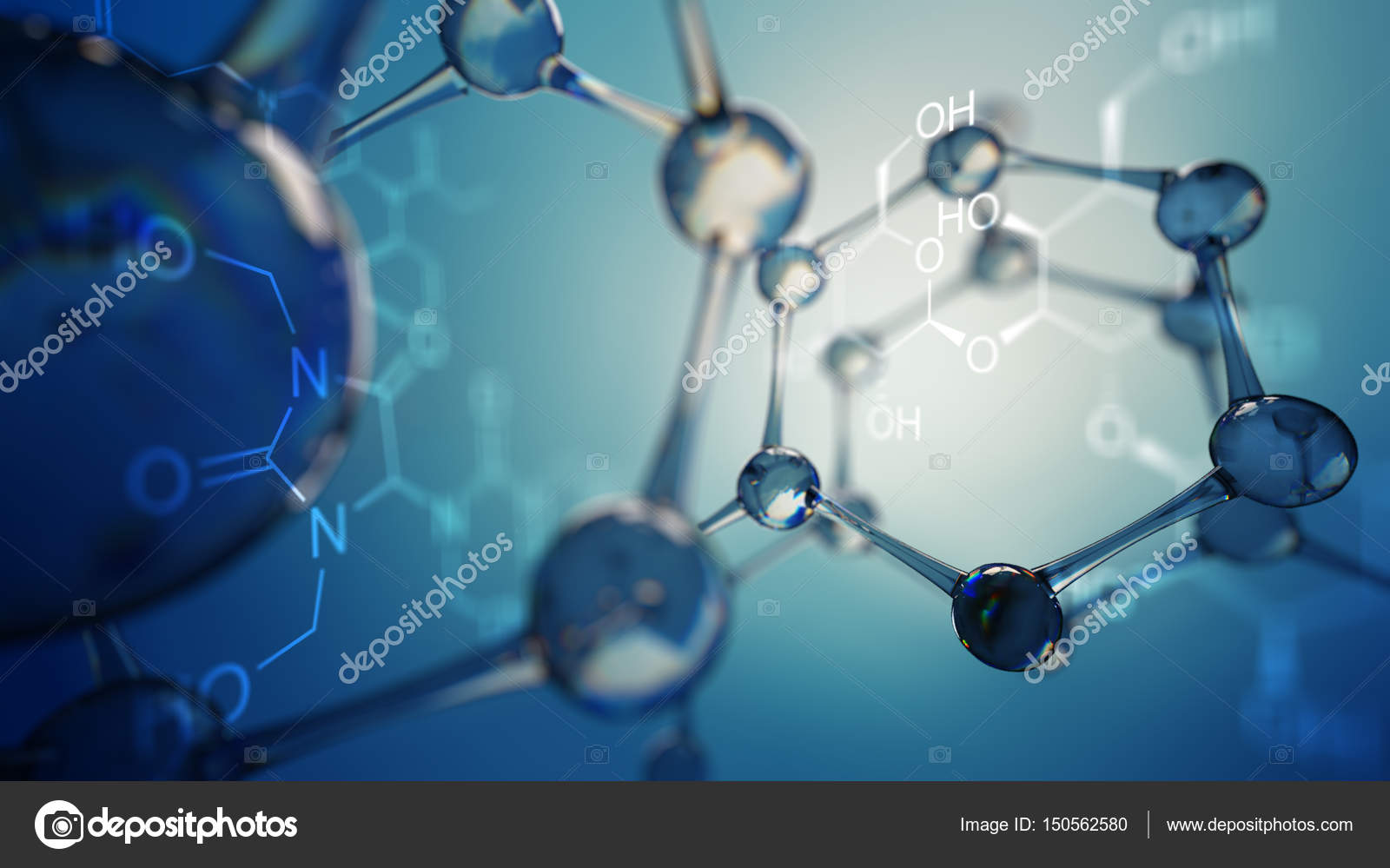3d illustration of molecule model. Science background with molecules ...