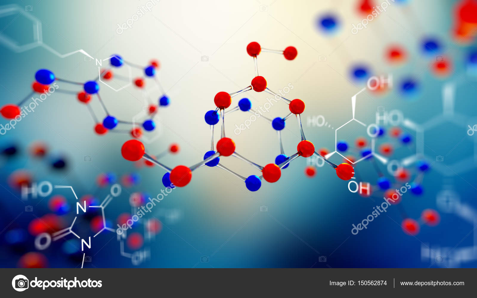 3d illustration of molecule model. Science background with molecules ...