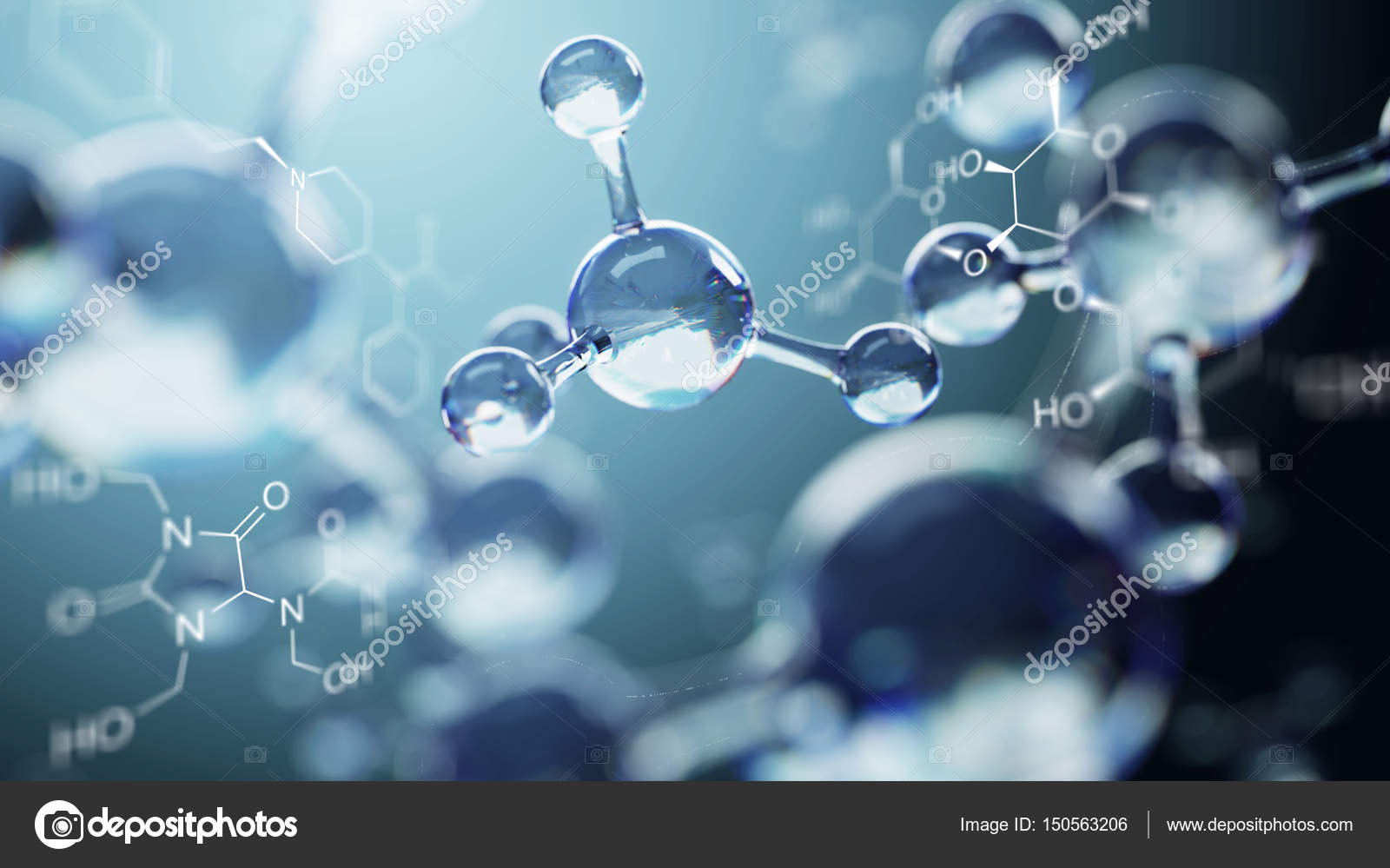3d illustration of molecule model. Science background with molecules ...