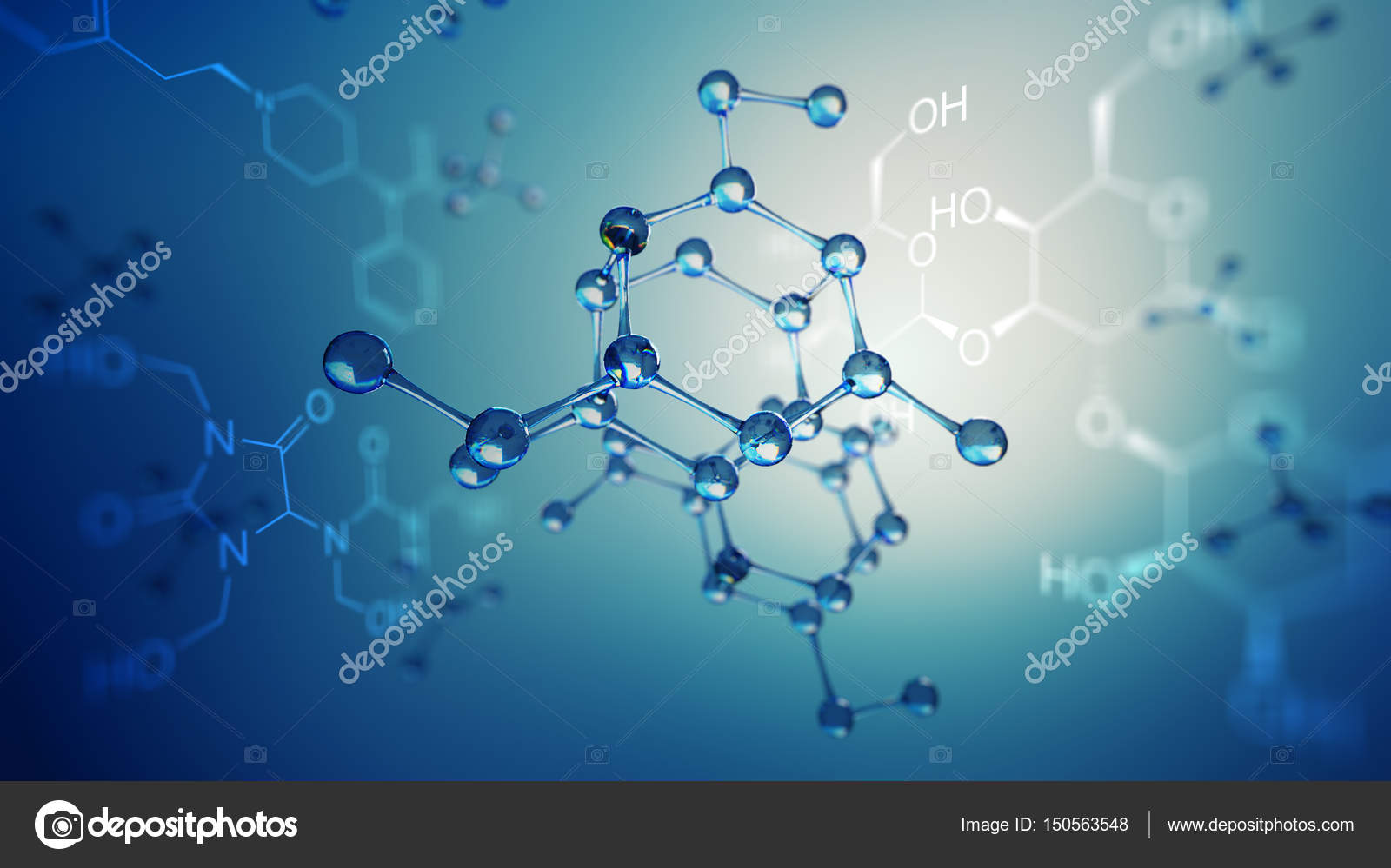 3d illustration of molecule model. Science background with molecules ...