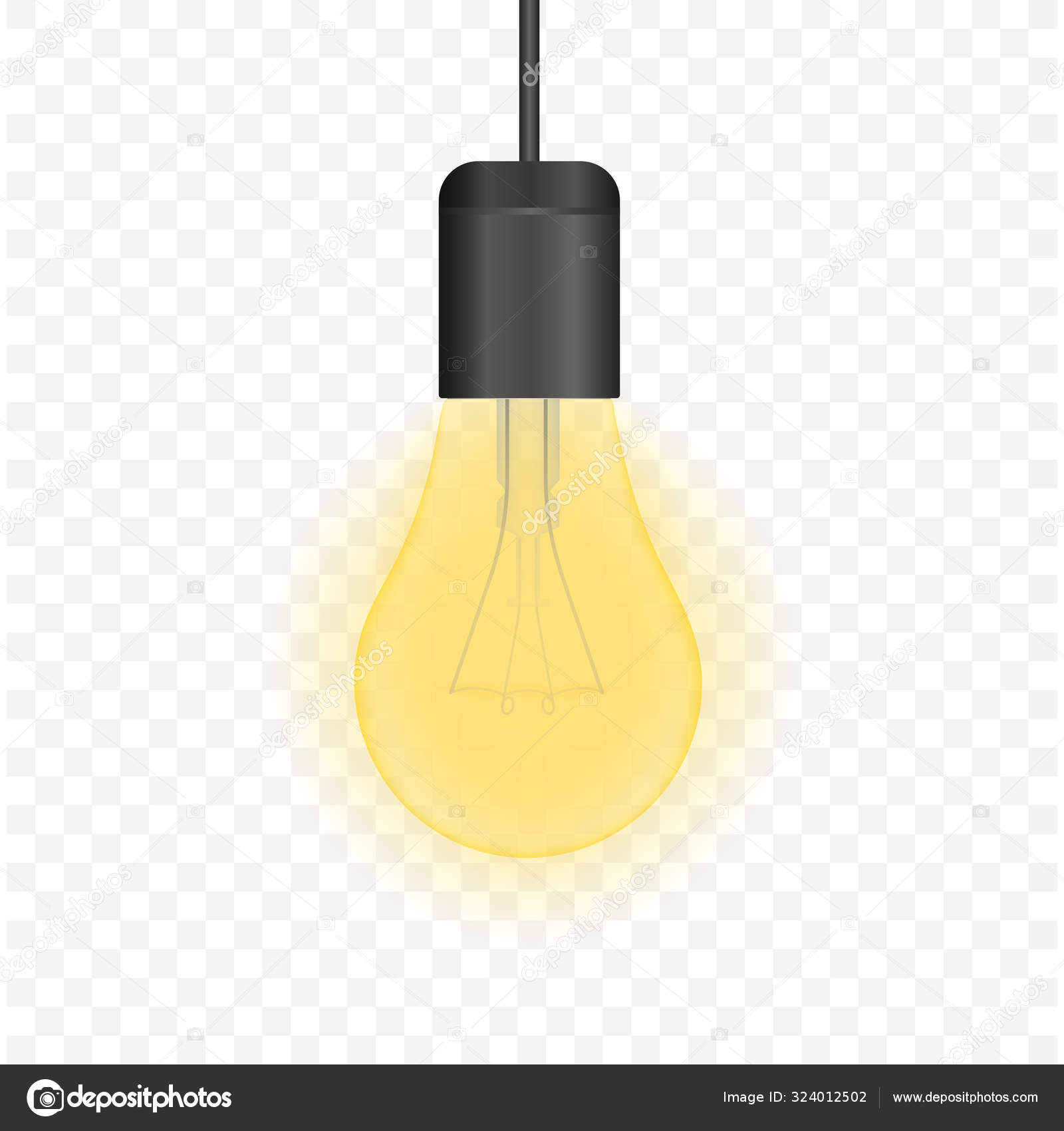 Realistic transparent light bulb. lamp, incandescent bulb. Vector stock ...