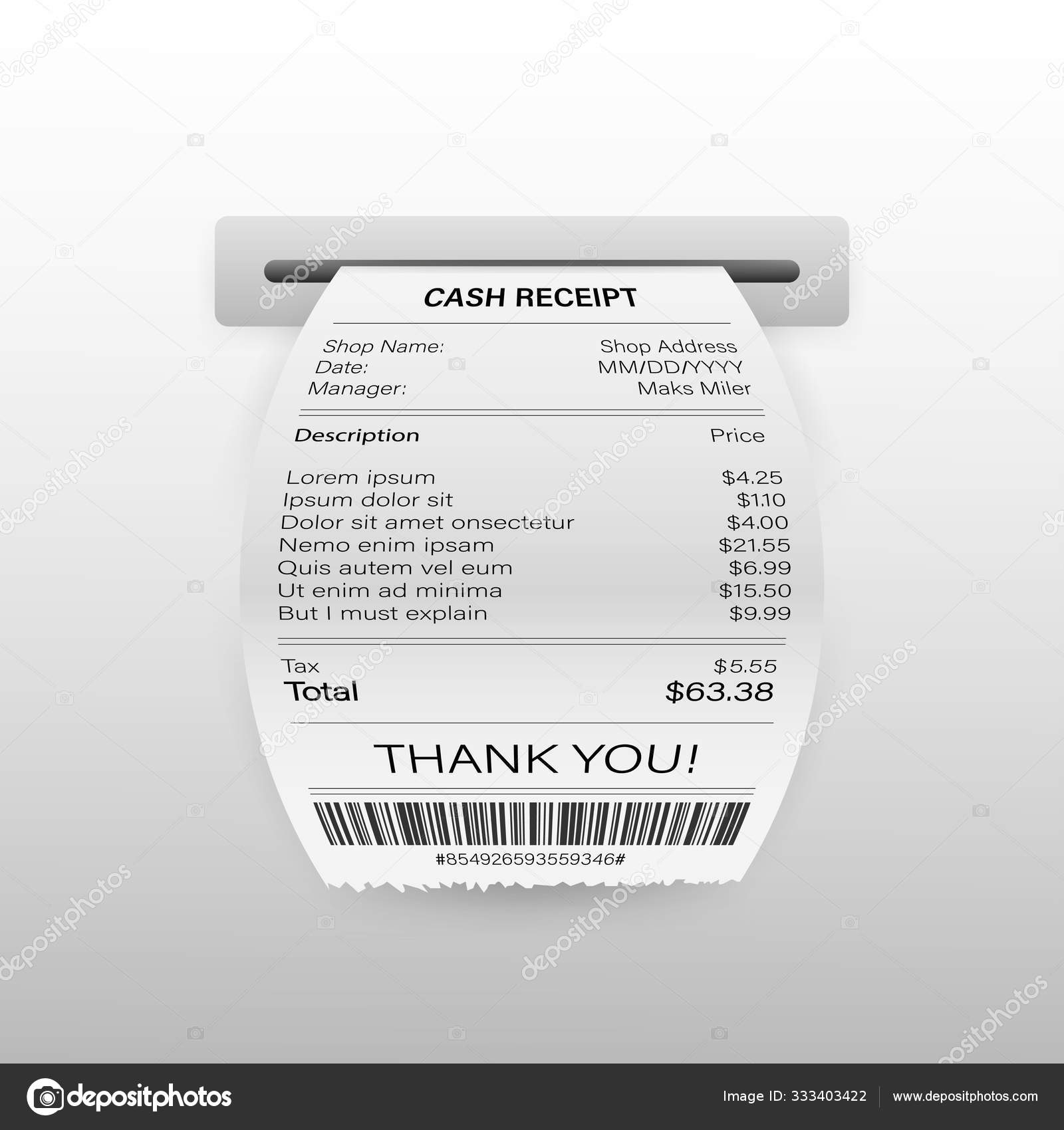Vector Realistic 3d Paper Printed ATM Transaction Record Receipt Set ...