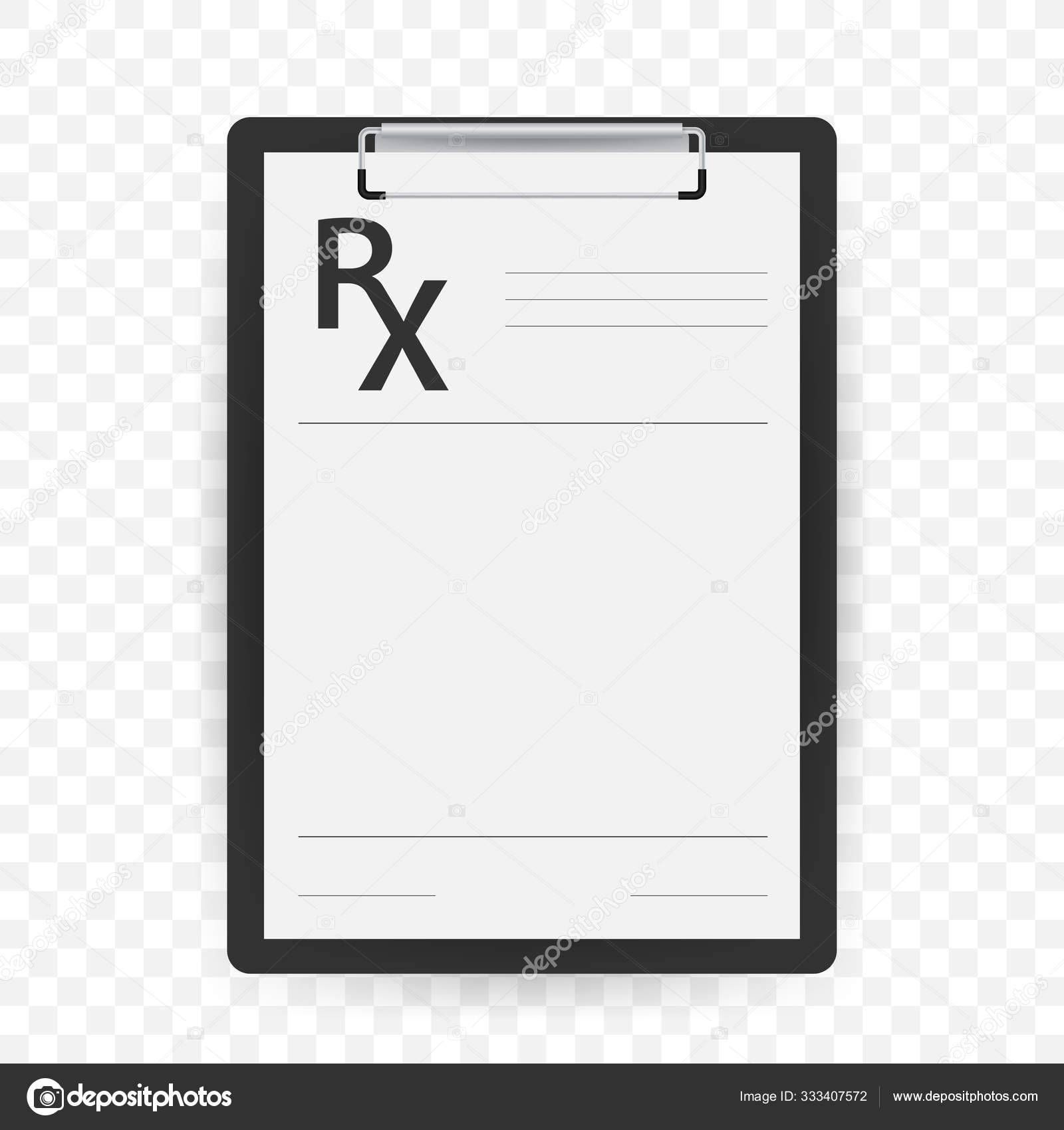 Blank Rx prescription form isolated on white background. Vector stock ...