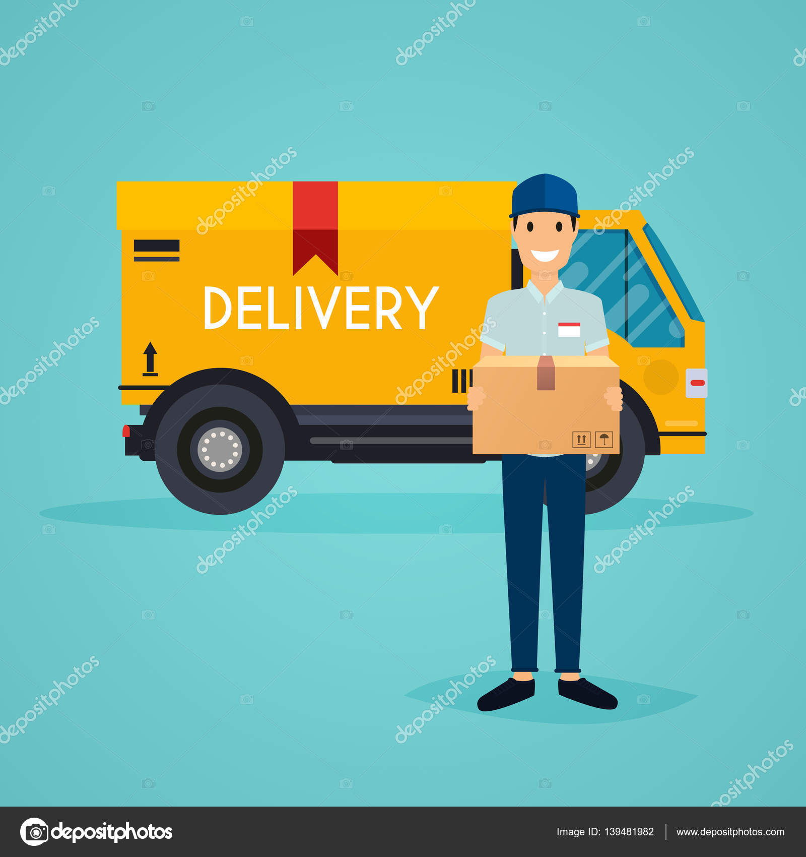 Cute cartoon delivery — Stock Vector © Gapchuk_Olesia #139481982