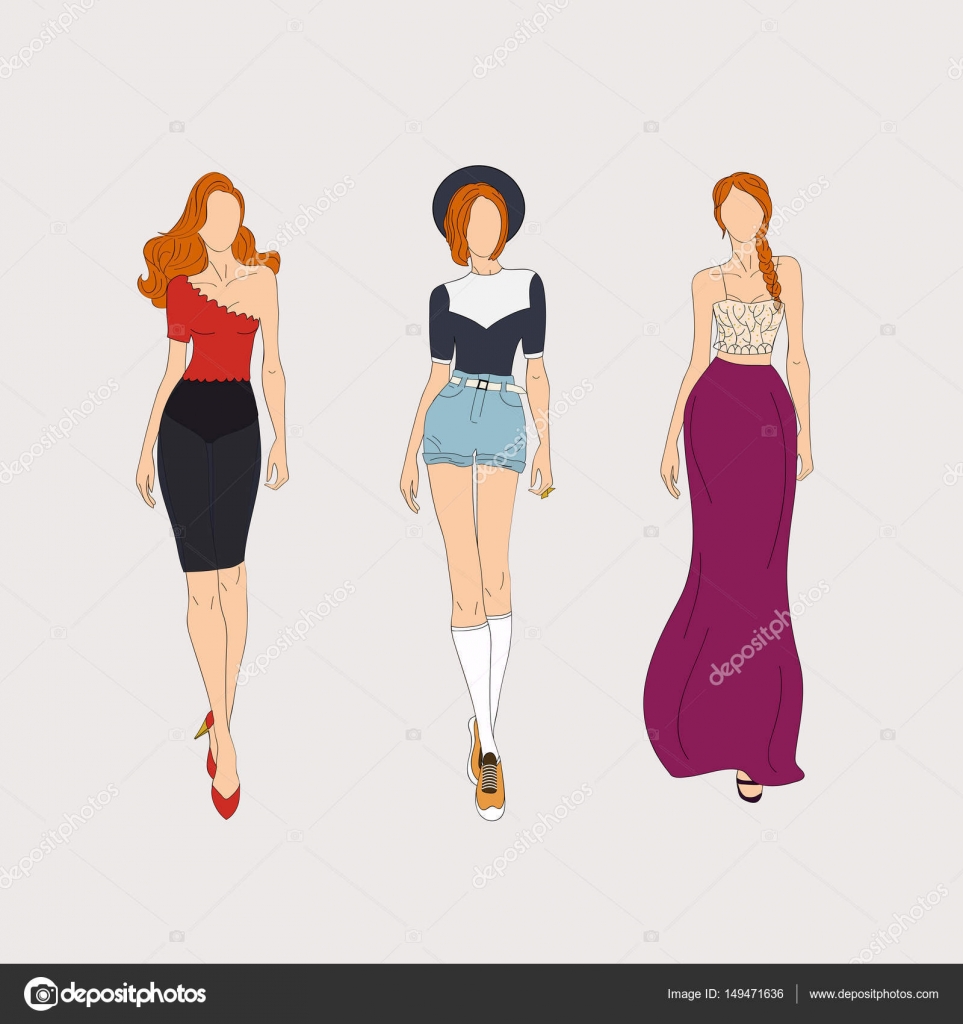 Hand Drawn Fashion Models — Stock Vector © Gapchuk Olesia 149471636