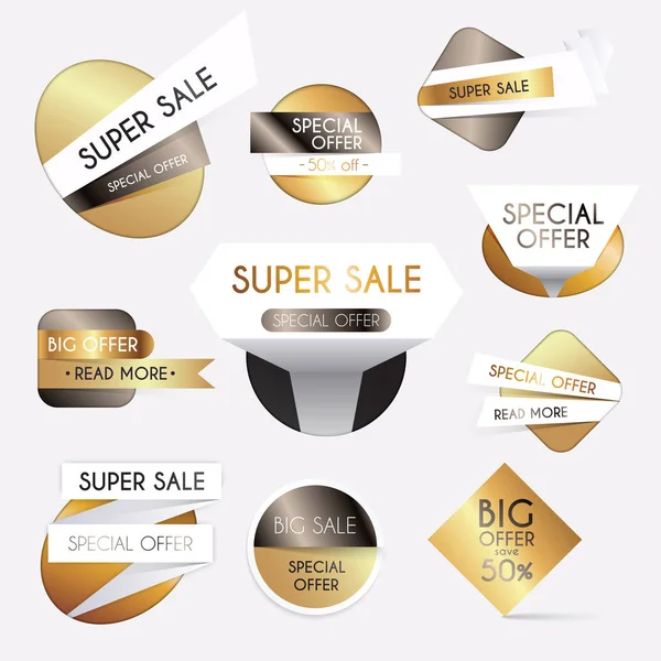 Collection of golden stickers. — Stock Vector © Gapchuk_Olesia #143009227