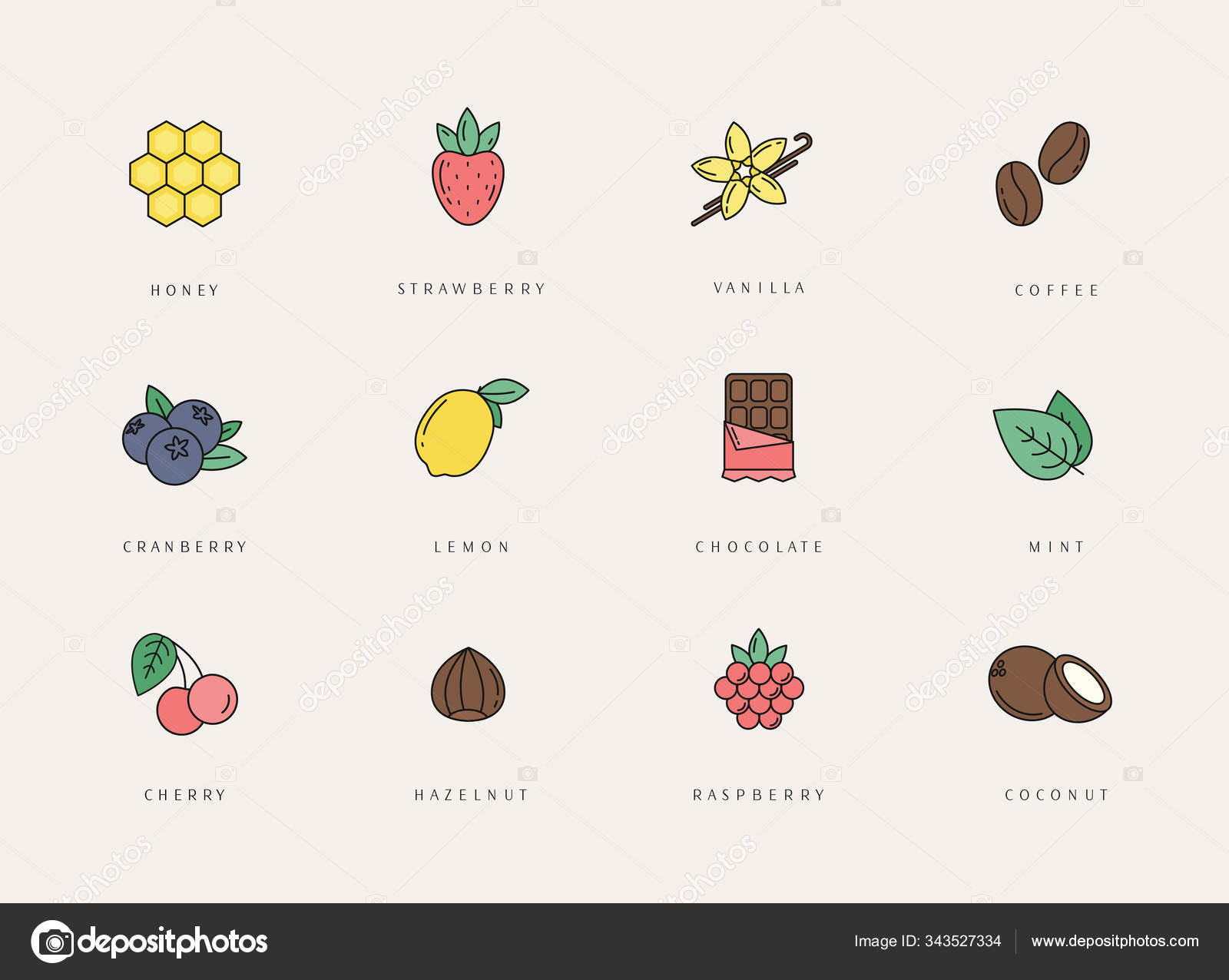 Vector Set Different Flavor Icons Logo Design Template Stock Vector by ...