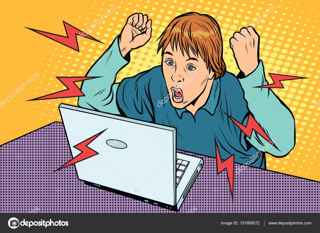 Frustrated Cartoon Computer Clipart