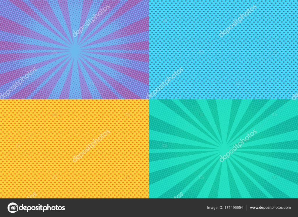 Collection of colored pop art retro backgrounds with halftones Stock ...