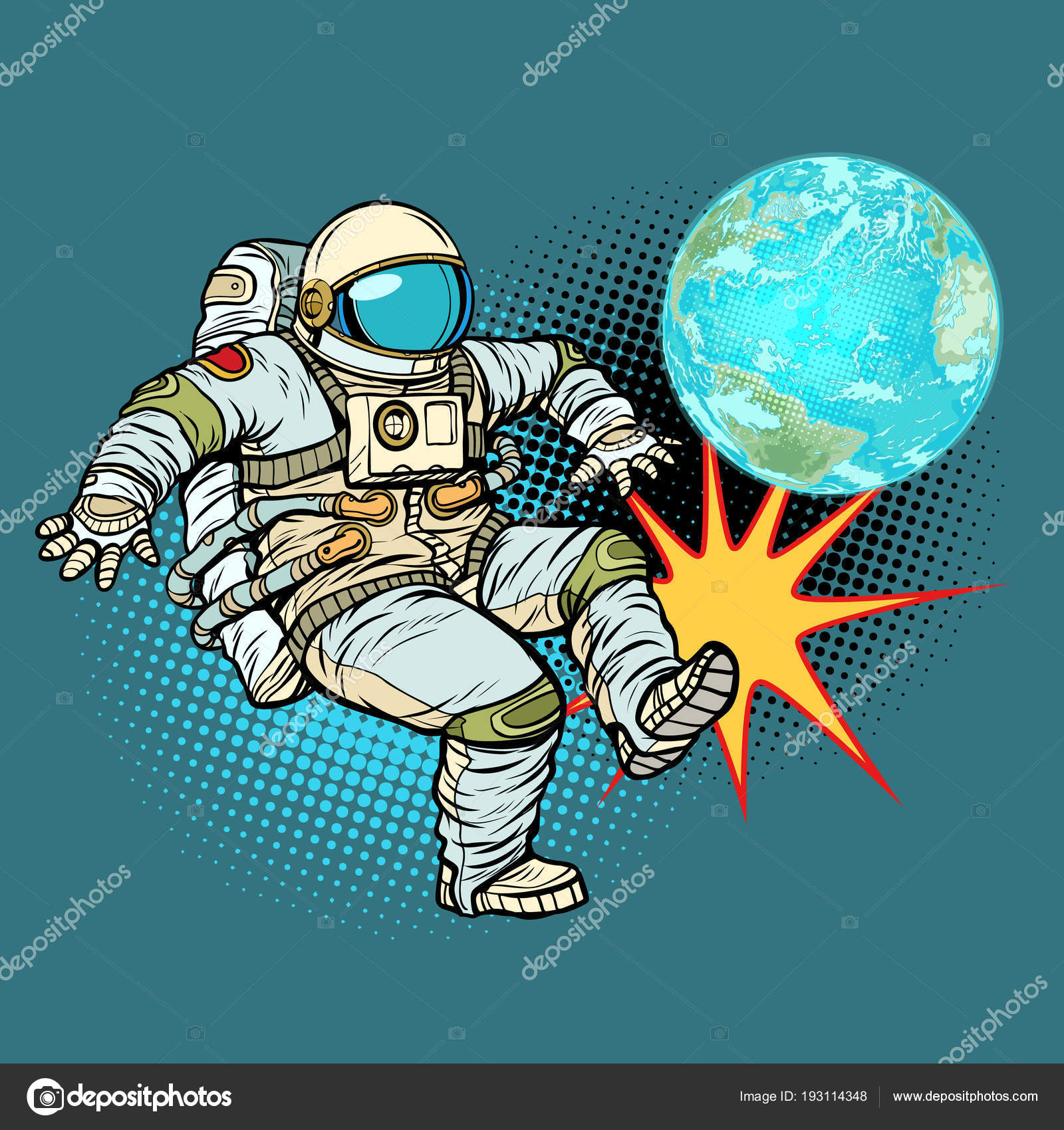 Astronaut plays planet Earth football Stock Vector by ©studiostoks ...