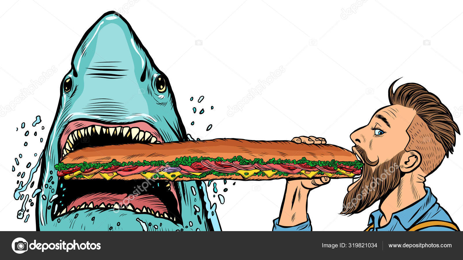 Man Eating Fish Clipart