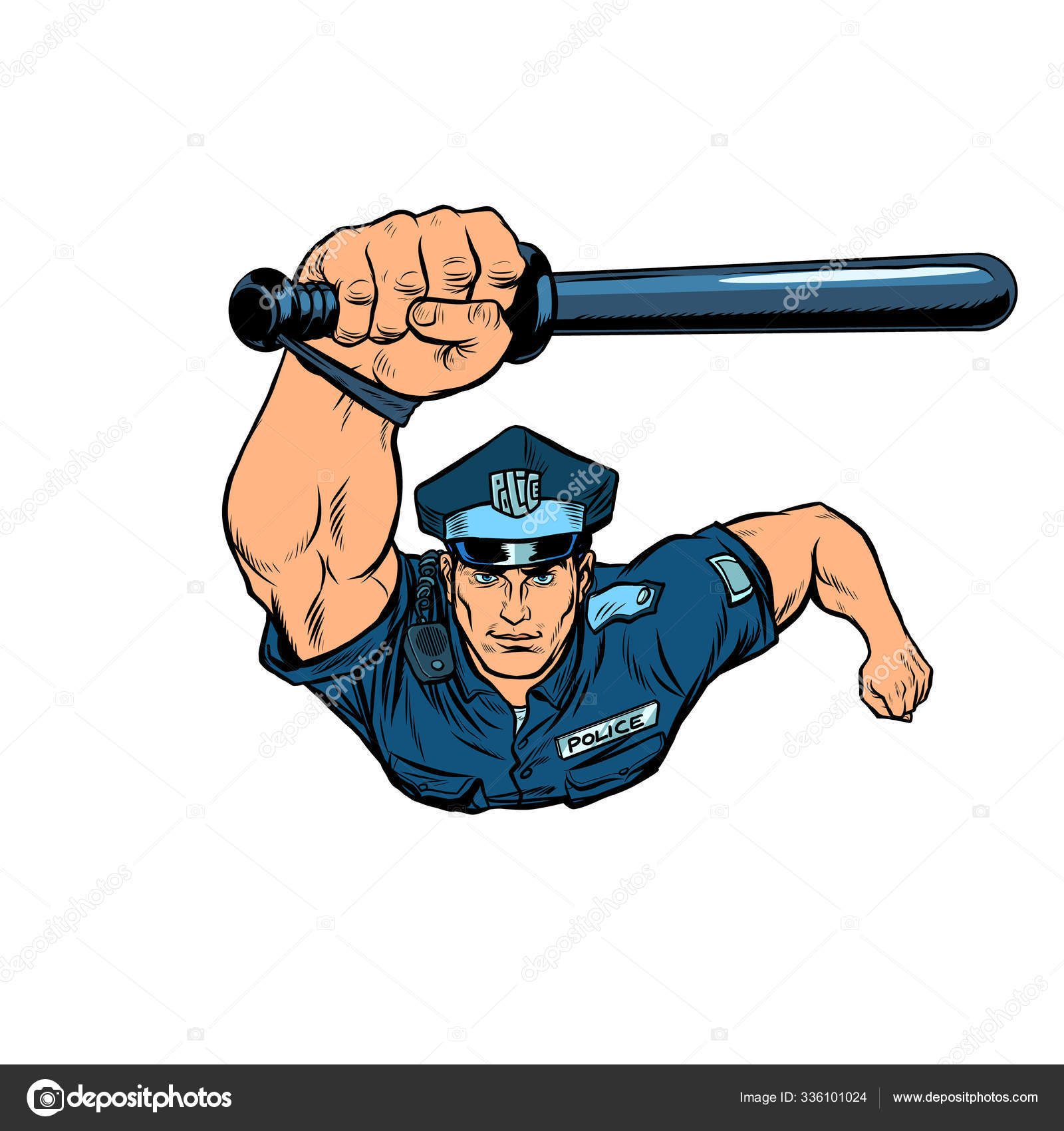 Police officer with a baton Stock Vector by ©studiostoks 336101024