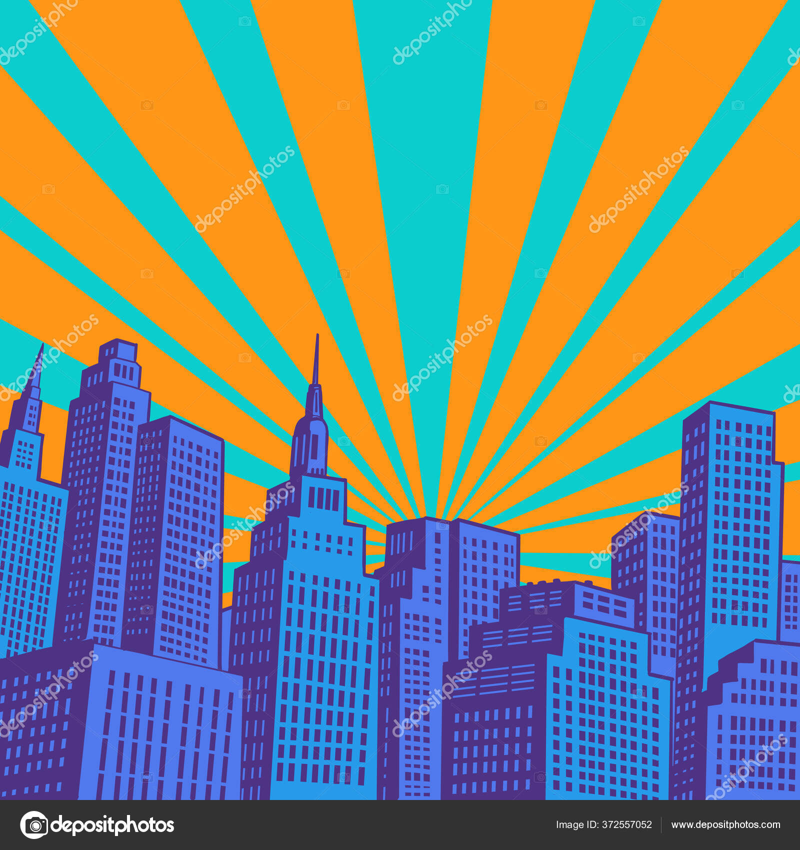 Retro Comic Book Cityscape