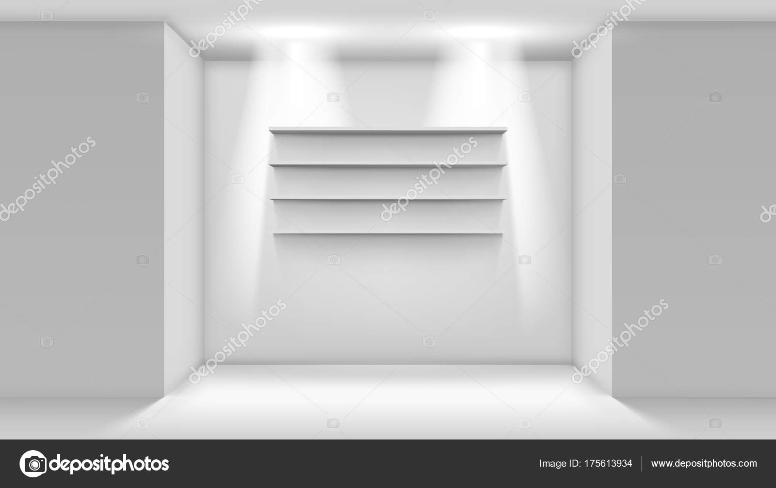 3D Empty White Shop Shelf On Wall Stock Vector Image by ©prahprah ...