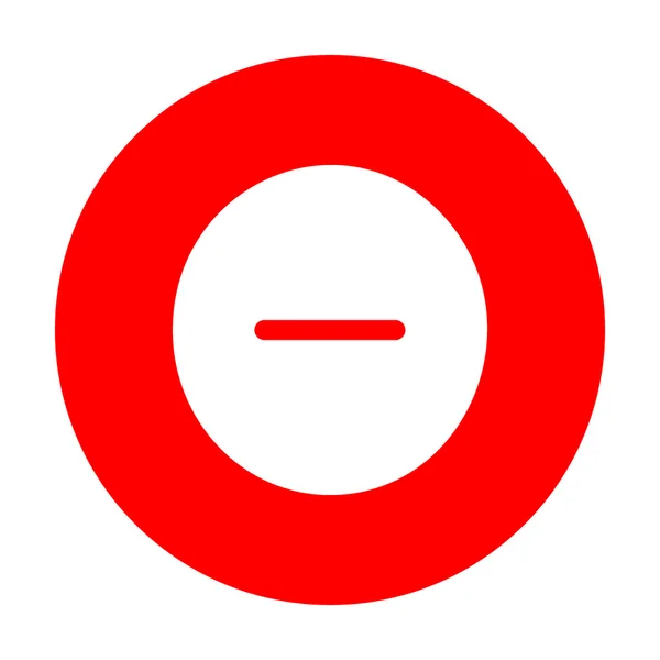 Negative symbol illustration. Minus sign. White icon on red circle ...