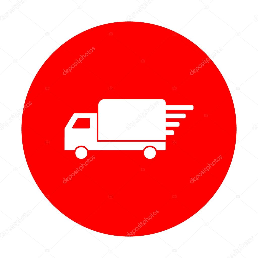 Delivery sign illustration. White icon on red circle. Stock Vector by ...