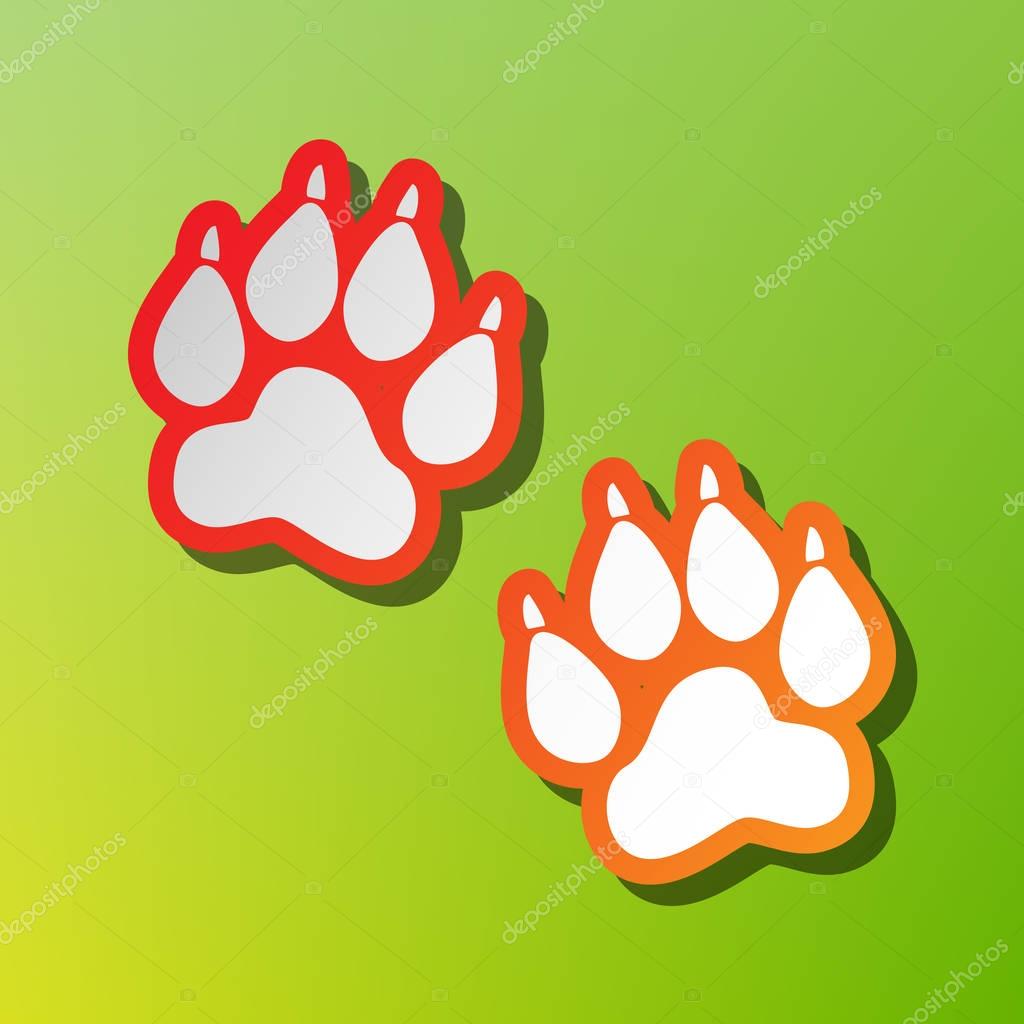 Animal Tracks sign. Contrast icon with reddish stroke on green ...